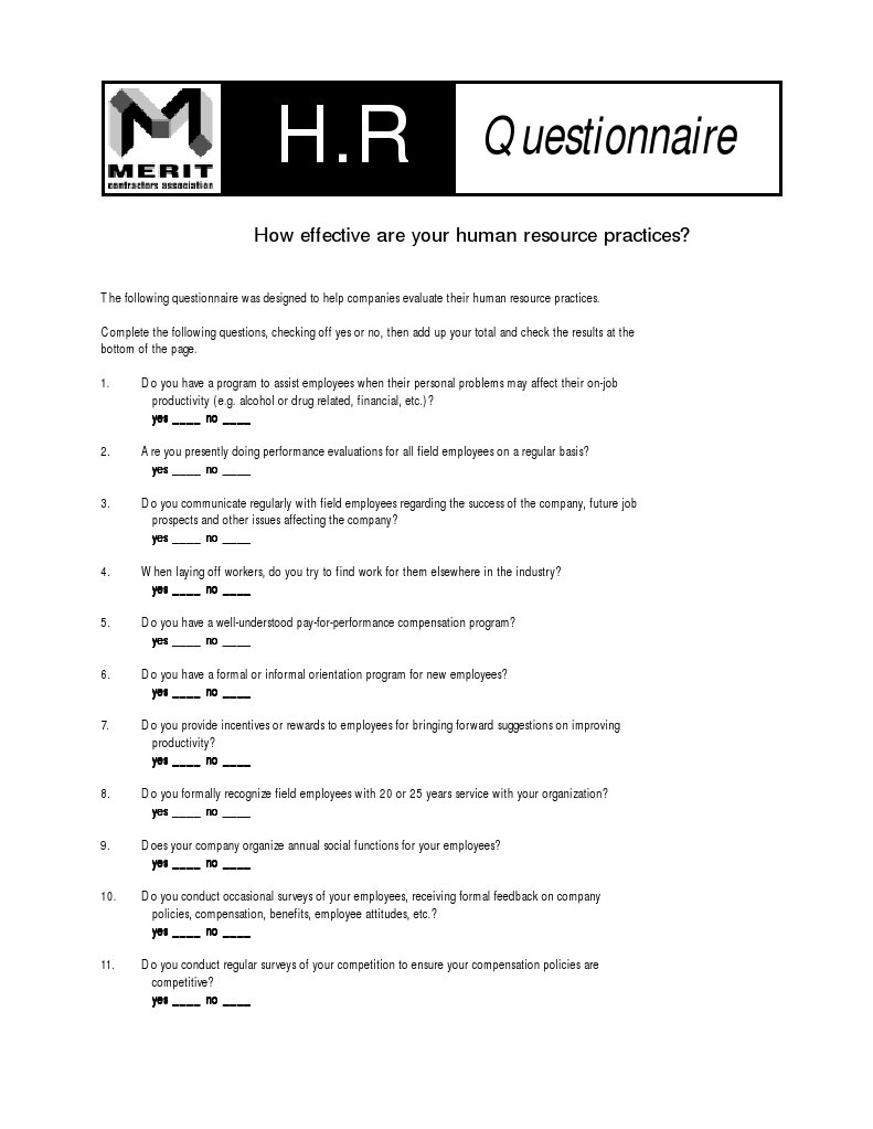 HR Questionnaire | PDF | Employee Benefits | Employment