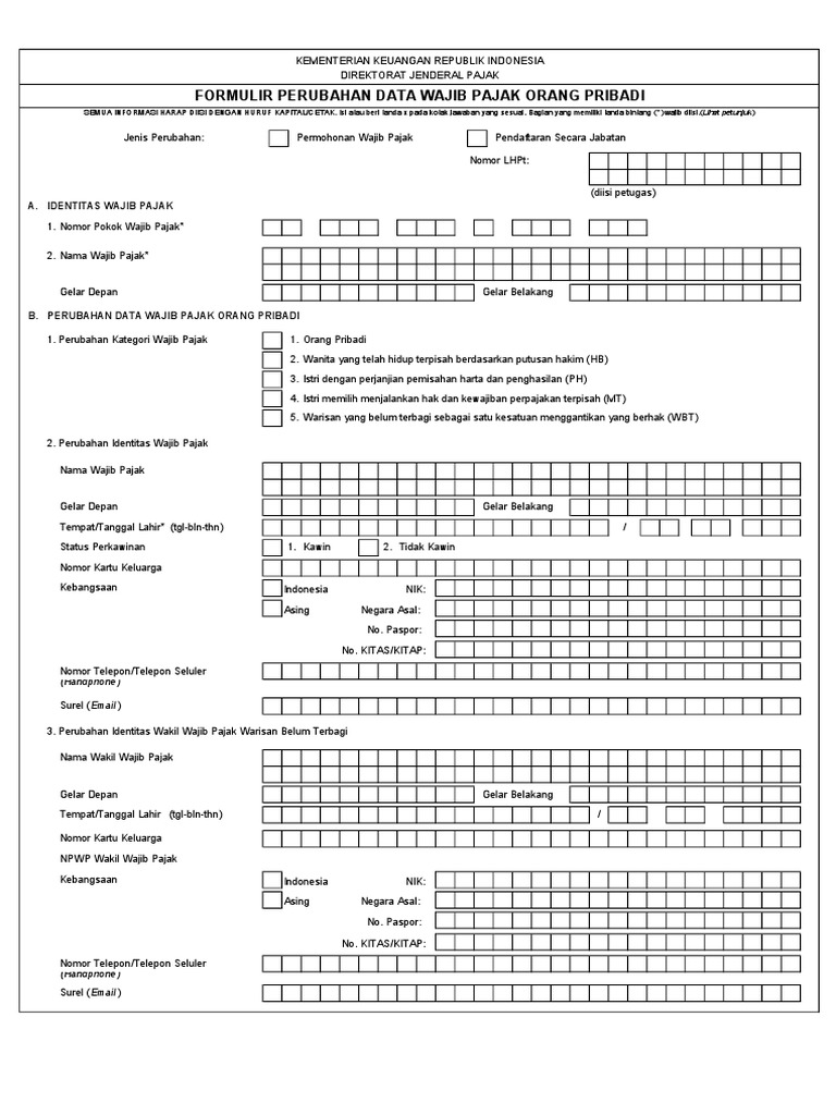 Formulir Perubahan Data OP | PDF