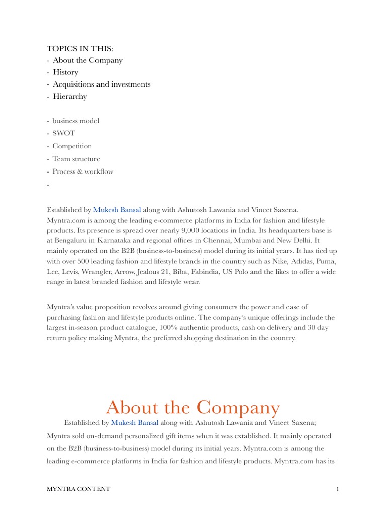 Myntra PDF | Download Free PDF | Business | Market (Economics)