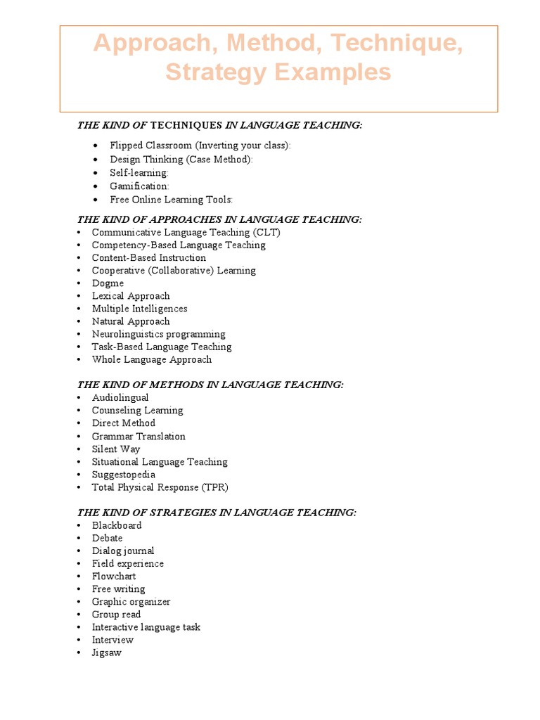 Approach, Method, Technique, Strategy Examples CARLOS HOSTIA. | PDF