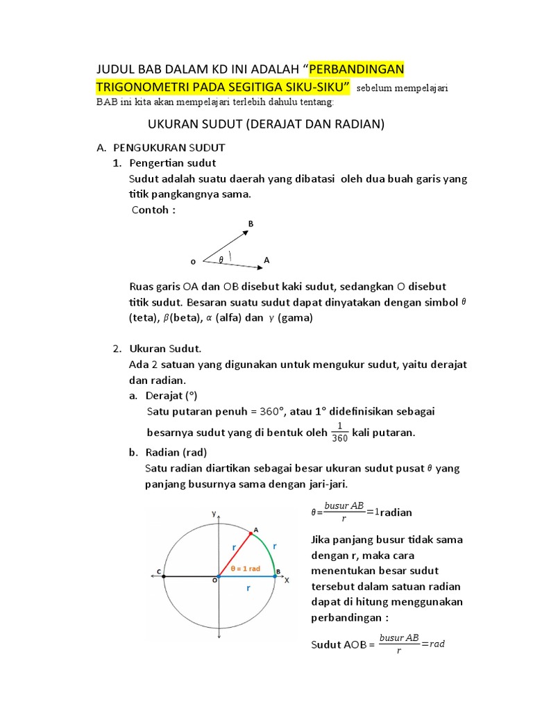 Ukuran Sudut (Derajat Dan Radian) | PDF
