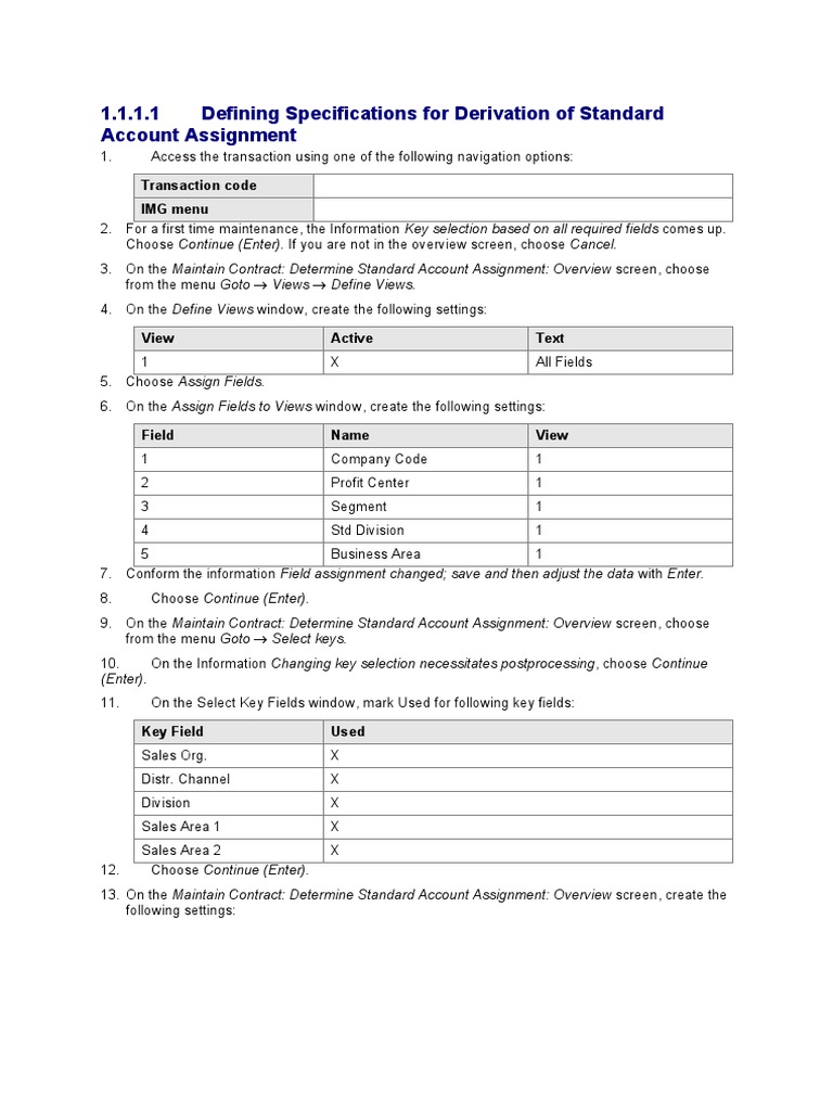 Standard Account Assignment Guide | PDF | Financial Transaction | Menu ...