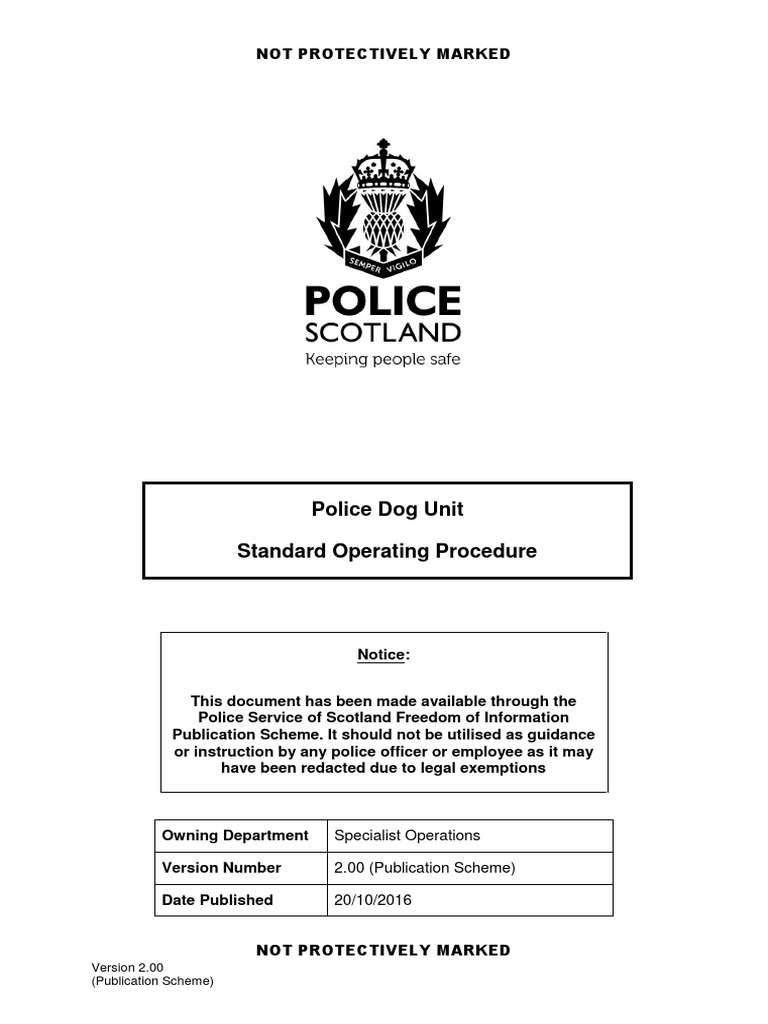 Police Dog Unit Sop | PDF | Police Dog | Police