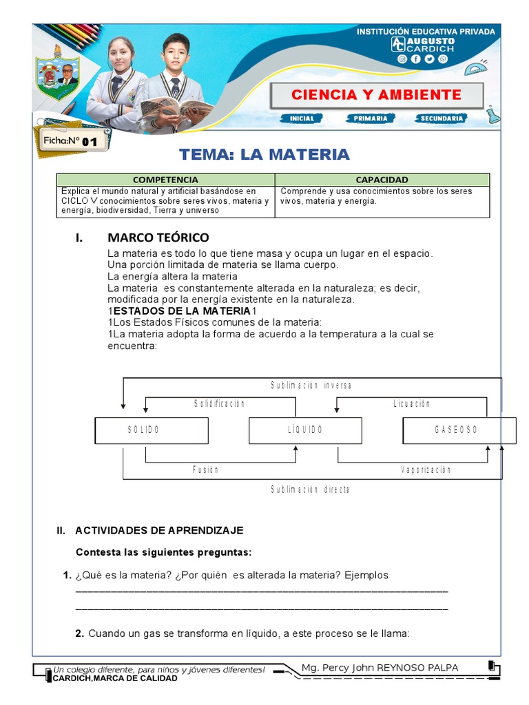 Ficha sobre Estados de la Materia | PDF | Importar | Vapor