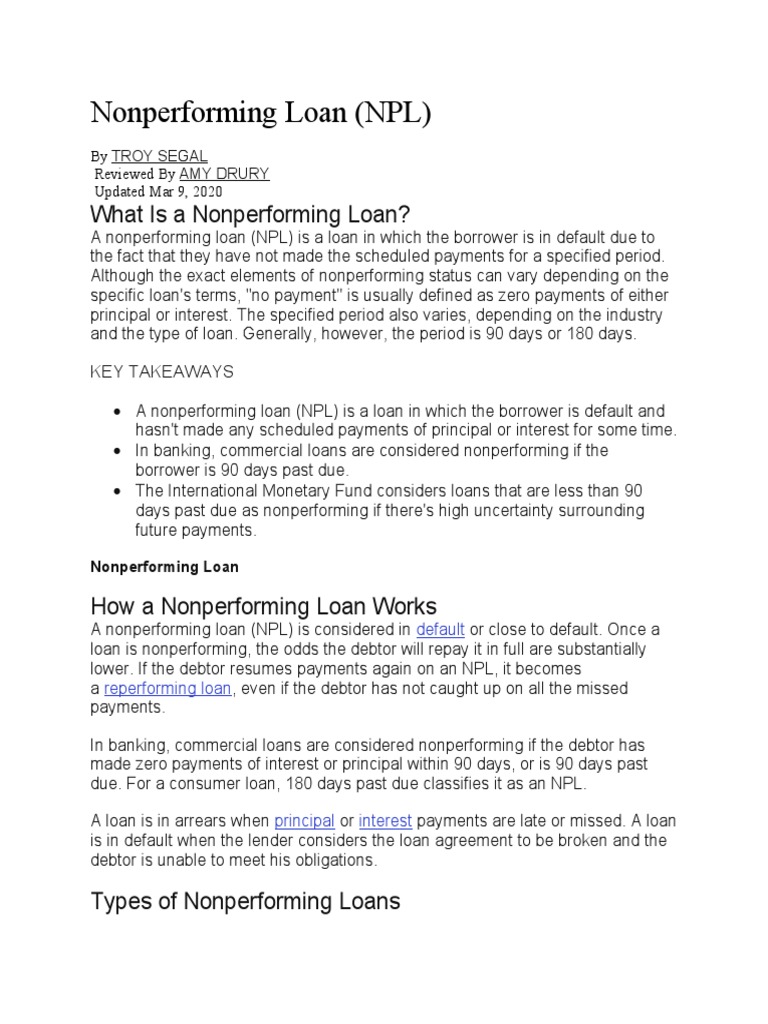 Nonperforming Loan (NPL) | PDF | Loans | Banks