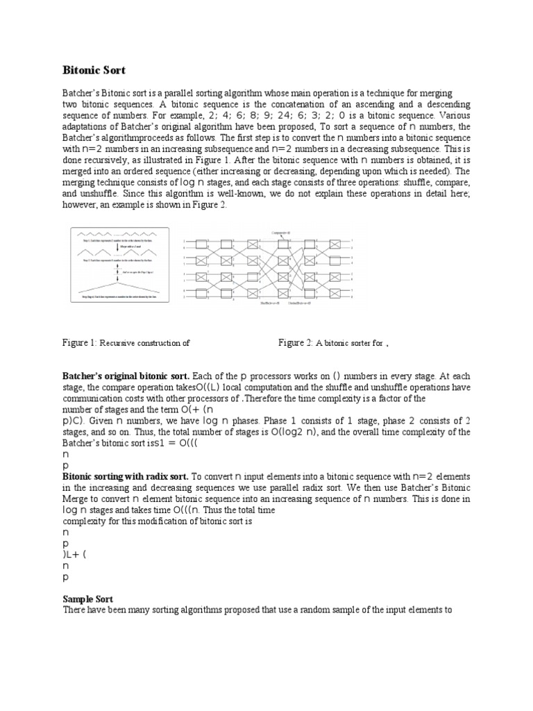 Bitonic Sort Pdf Applied Mathematics Discrete Mathematics