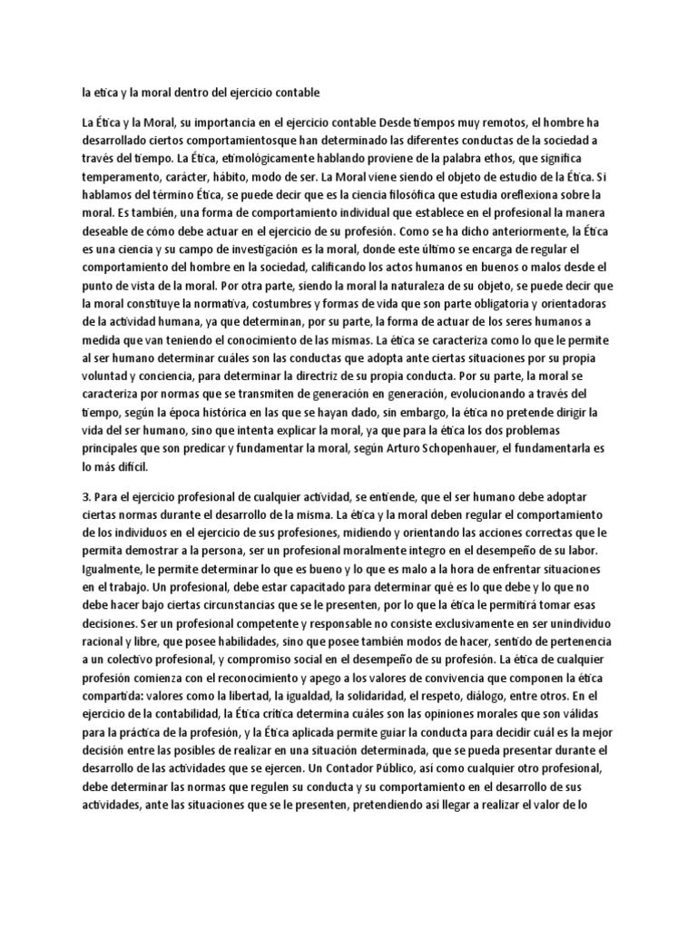 La Etica y La Moral Dentro Del Ejericio Contable | PDF | Moralidad | Contador
