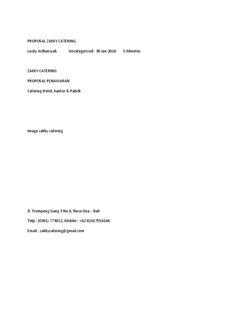 Contoh PROPOSAl CATERING | PDF