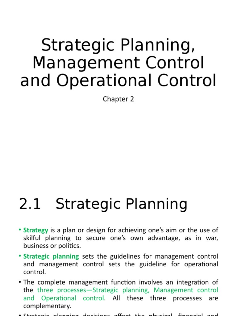 Strategic Planning, Management Control and Operational Control | PDF ... Strategic Planning, Management Control and Operational Control | PDF ...