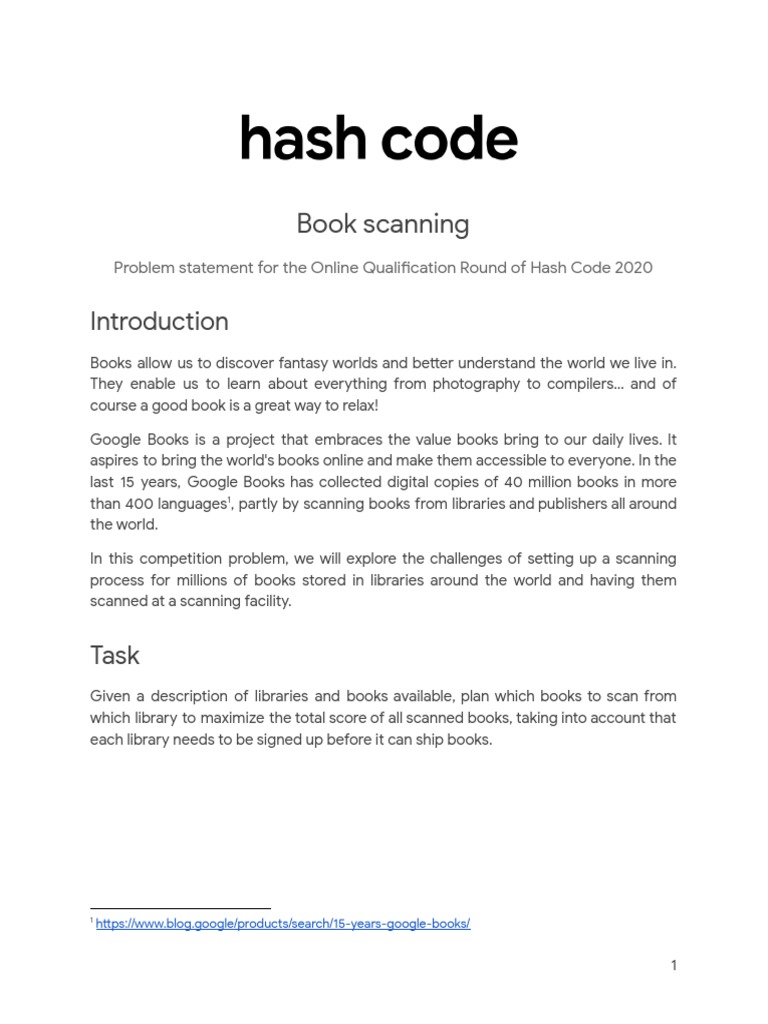 Book Scanning: Problem Statement For The Online Quali Cation Round of ...