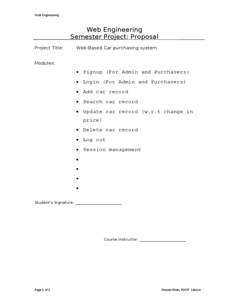 Web Engineering Semester Project: Proposal | PDF