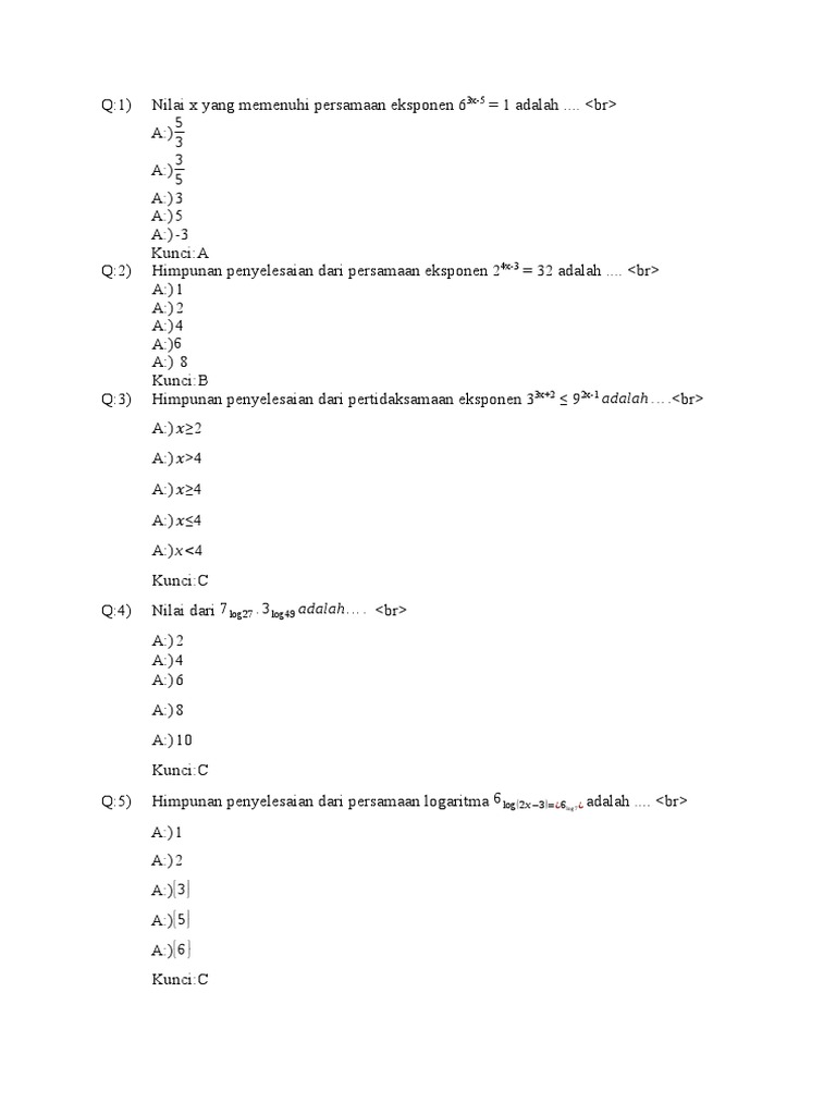 Soal Matematika Peminatan | PDF