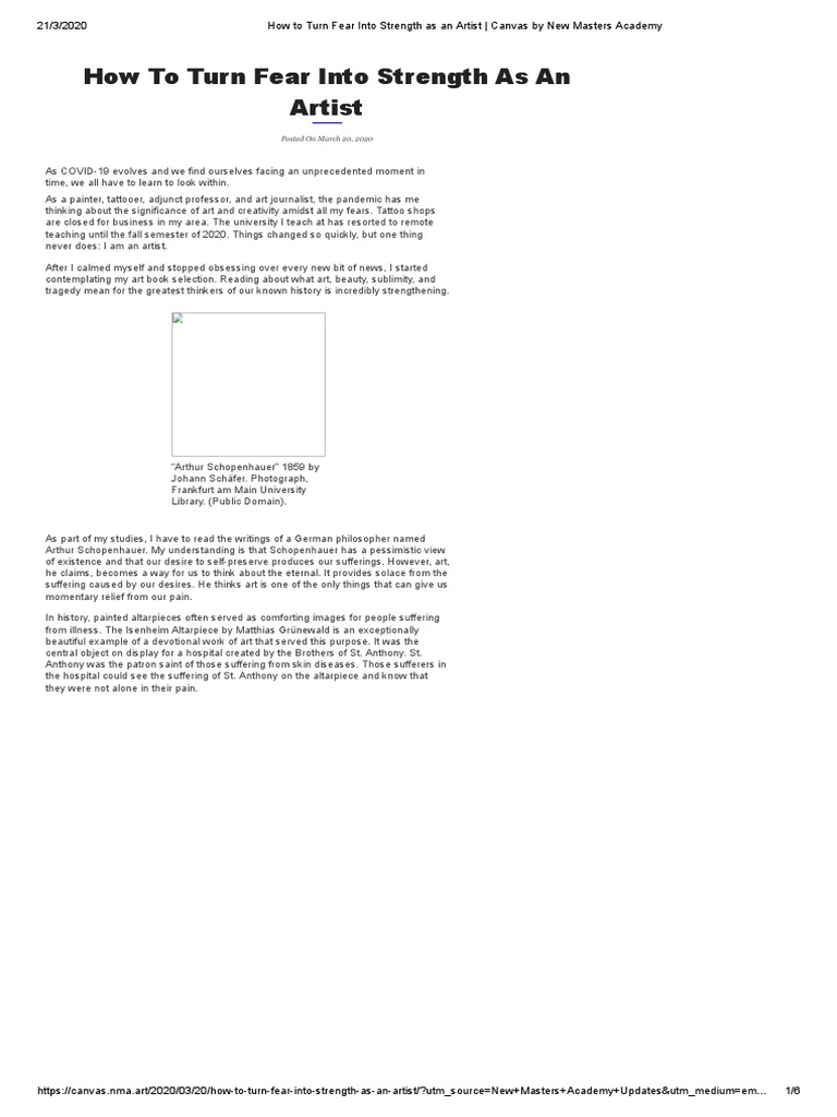 How To Turn Fear Into Strength As An Artist - Canvas by New Masters ...