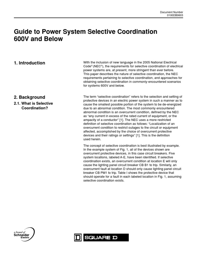 Guide To Power System Selective Coordination 600V and Below | PDF