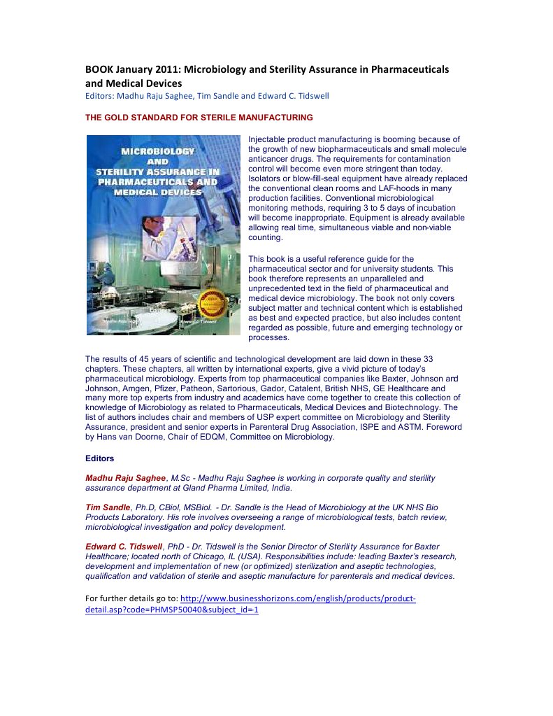 Microbiology and Sterility Assurance Book (2011) | PDF | Medical Device ...