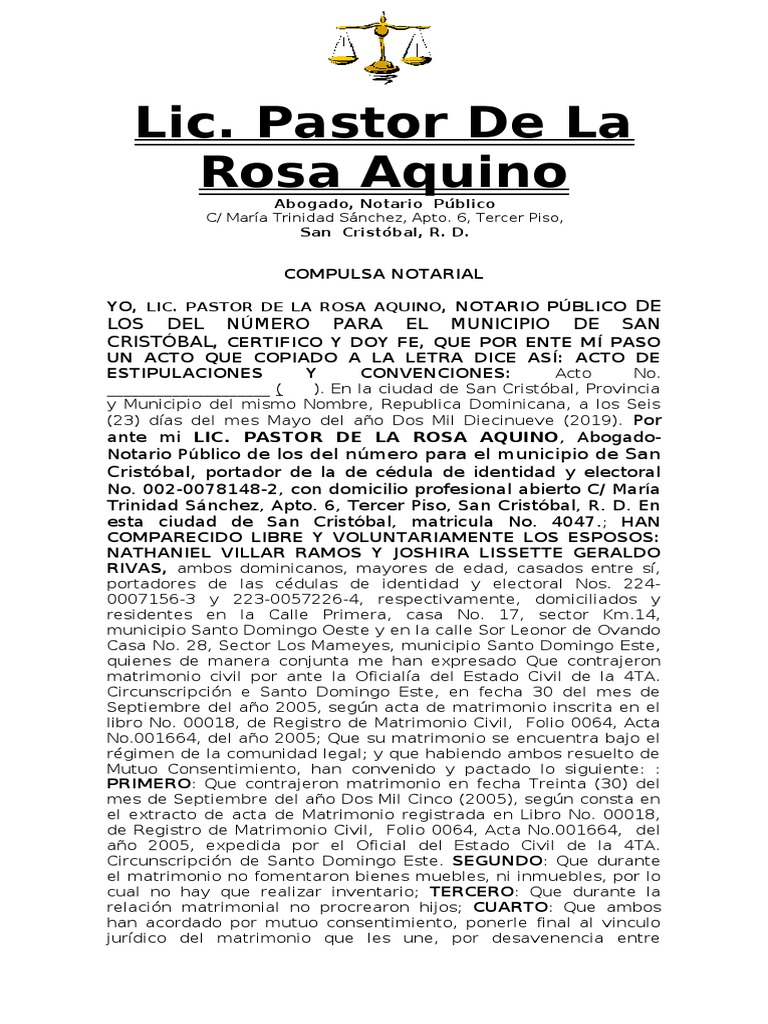 Compulsa Notarial | PDF | Matrimonio | Divorcio
