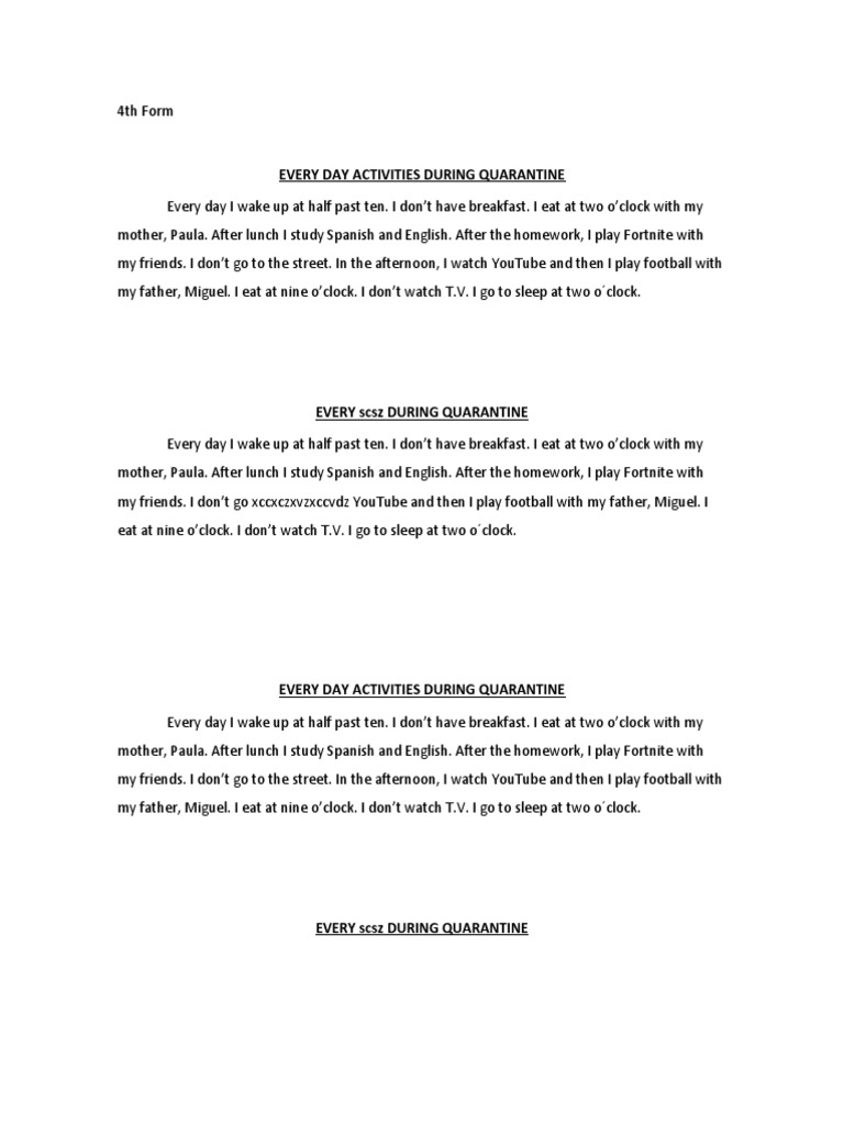 Daily Quarantine Routine Activities | PDF