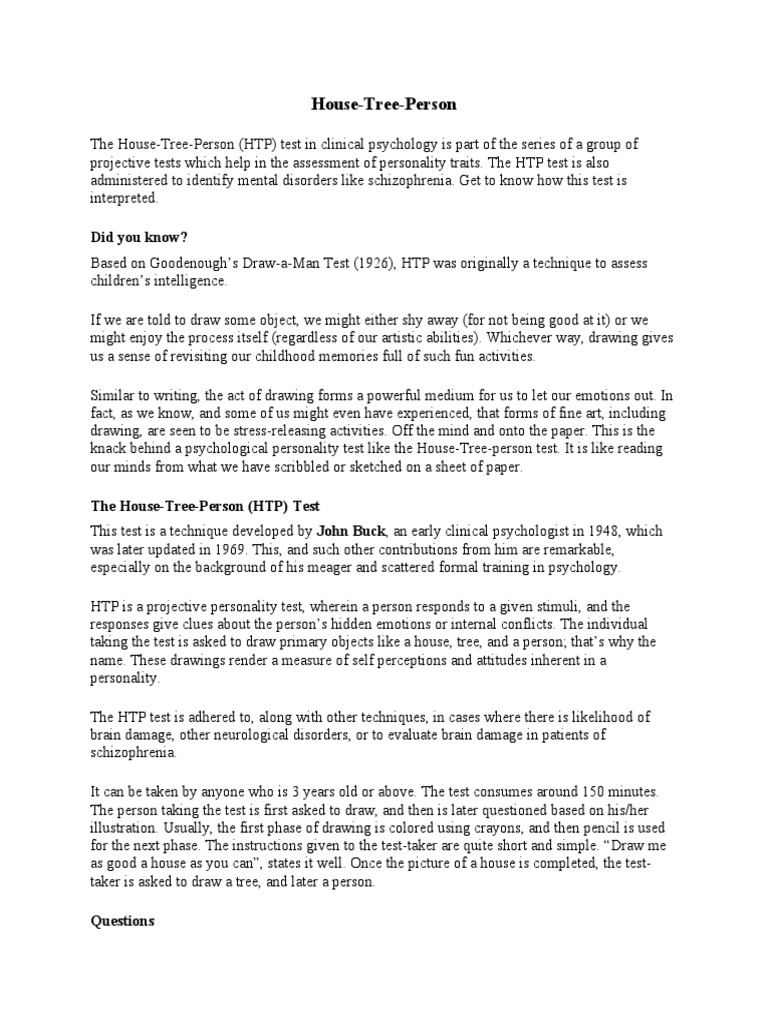 HTP-interpretation | Art Therapy | Psychology & Cognitive Science