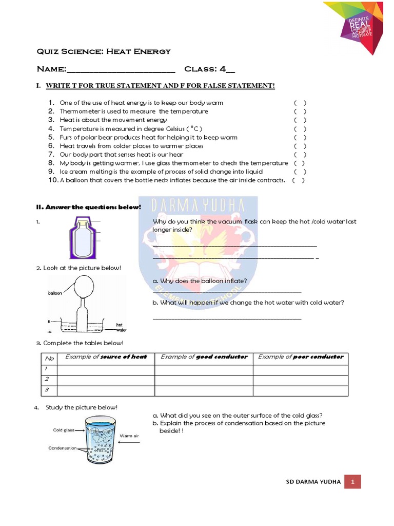 Quiz Science Heat | PDF | Heat | Ice