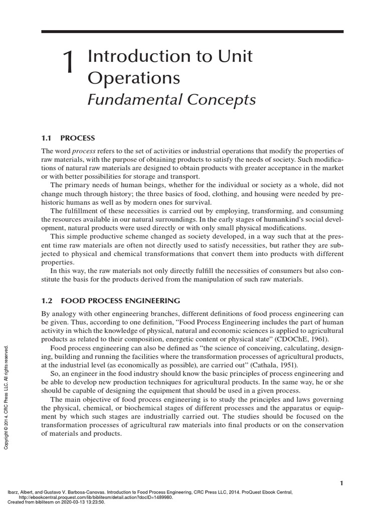 Introduction To Unit Operations: Fundamental Concepts | PDF | Equations ...