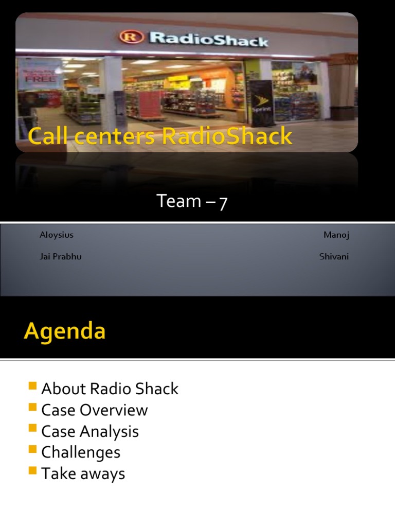 Call Centers Radio Shack 1 | PDF | Consumer Electronics | Electronics