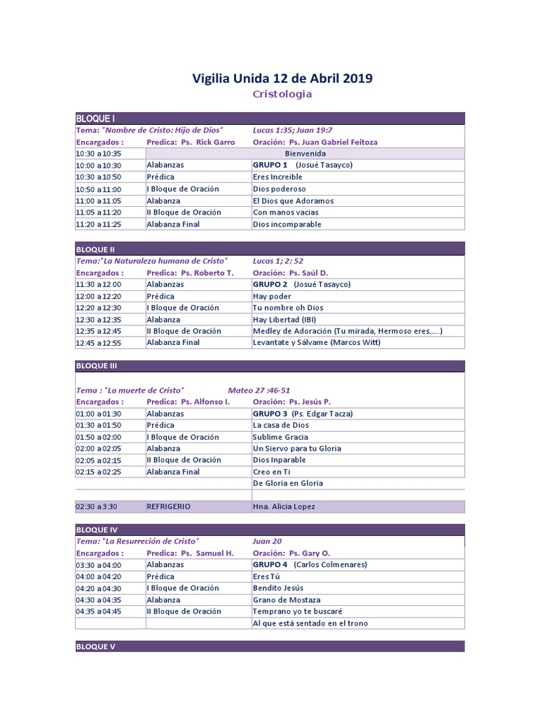 Plantilla de Un Programa de VIGILIA CRISTIANA | PDF | Creencia y doctrina cristiana | Oración