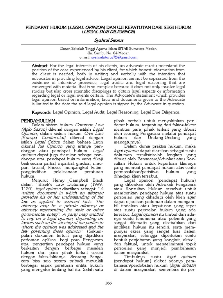 Struktur dan Contoh Legal Opinion | PDF