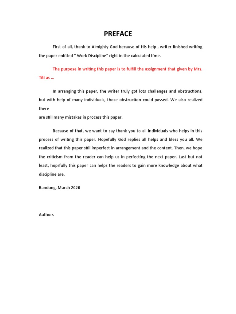Preface: The Purpose in Writing This Paper Is To Fulfill The Assignment ...