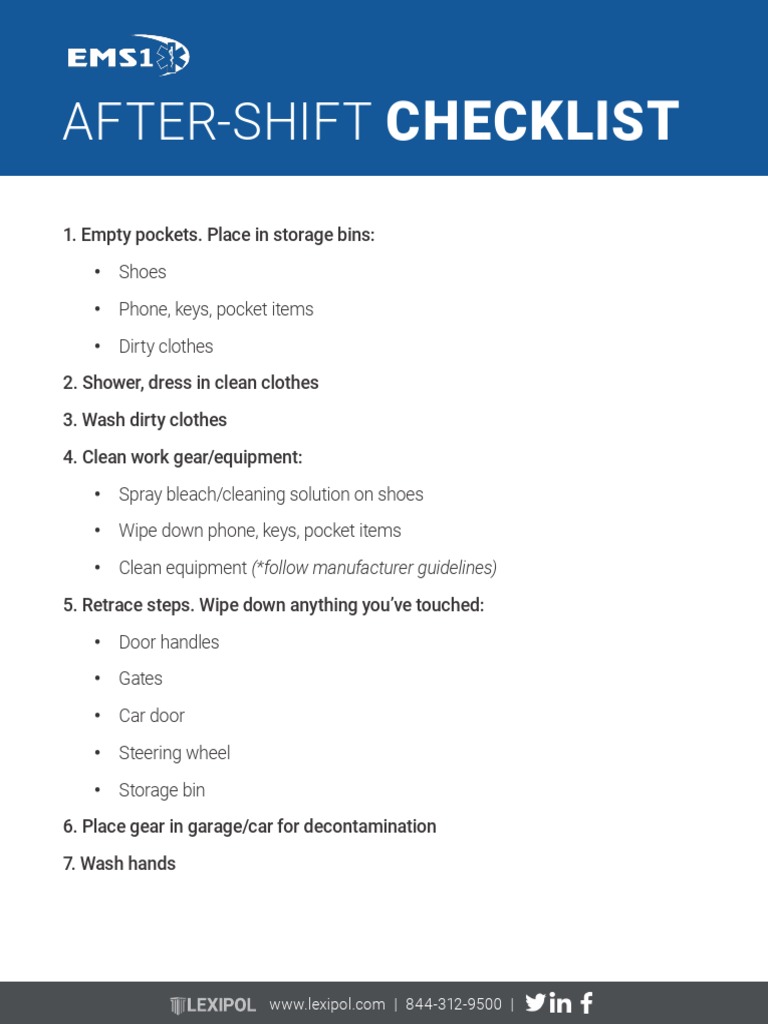 EMS1 After-Shift Checklist
