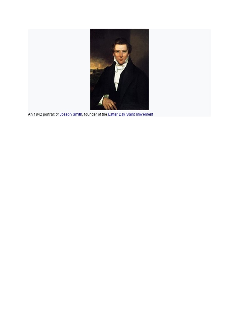 An 1842 Portrait Of, Founder of The: Joseph Smith Latter Day Saint ...