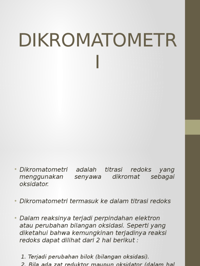 Dikromatometri: Titrasi Redoks dengan Kalium Dikromat | PDF