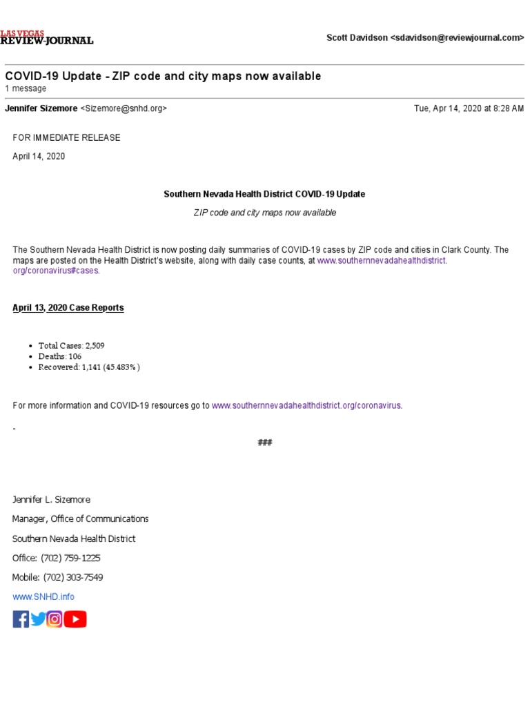 SNHD Corona Update 4-14-2020 | PDF