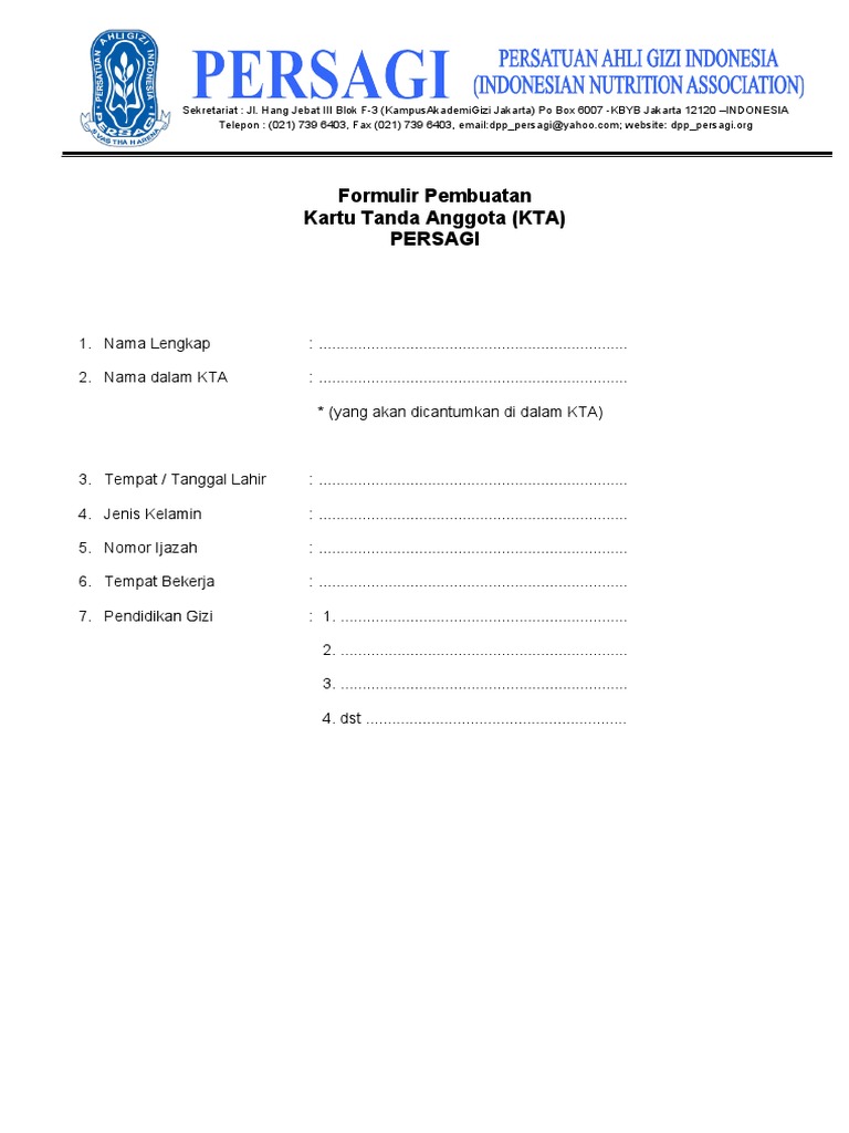 Formulir Pengajuan KTA | PDF