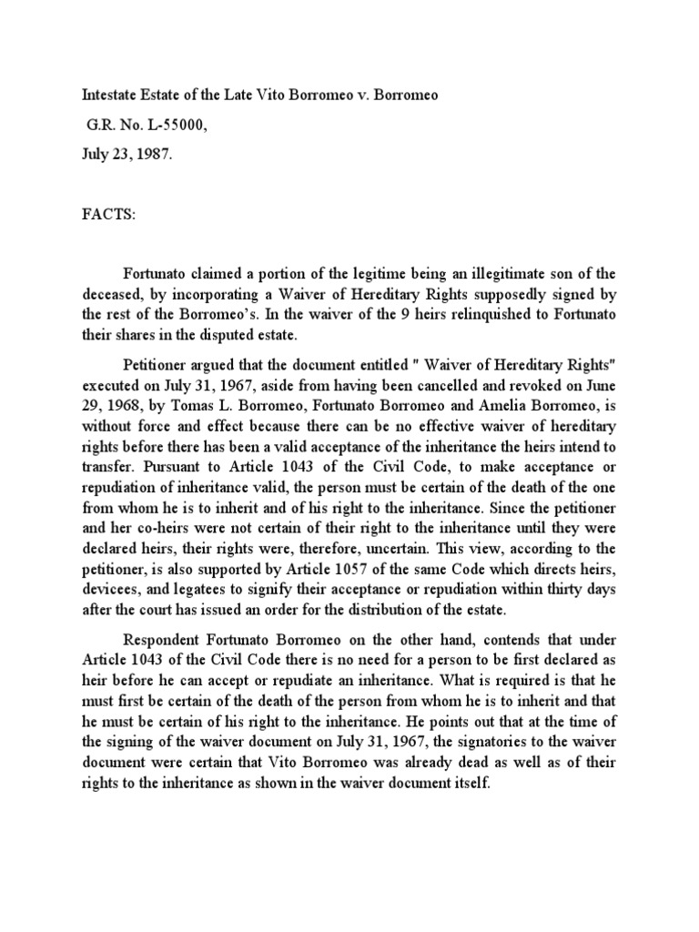 Validity of Waiver of Hereditary Rights | PDF | Inheritance ...