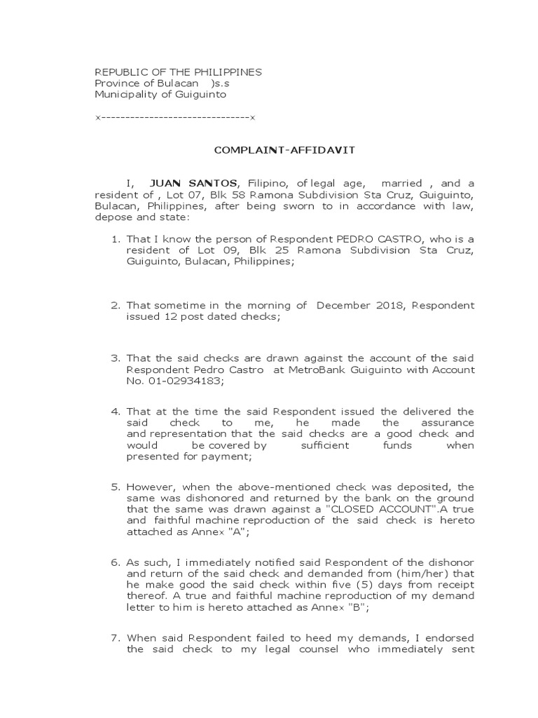 Complaint BP 22 | PDF | Government