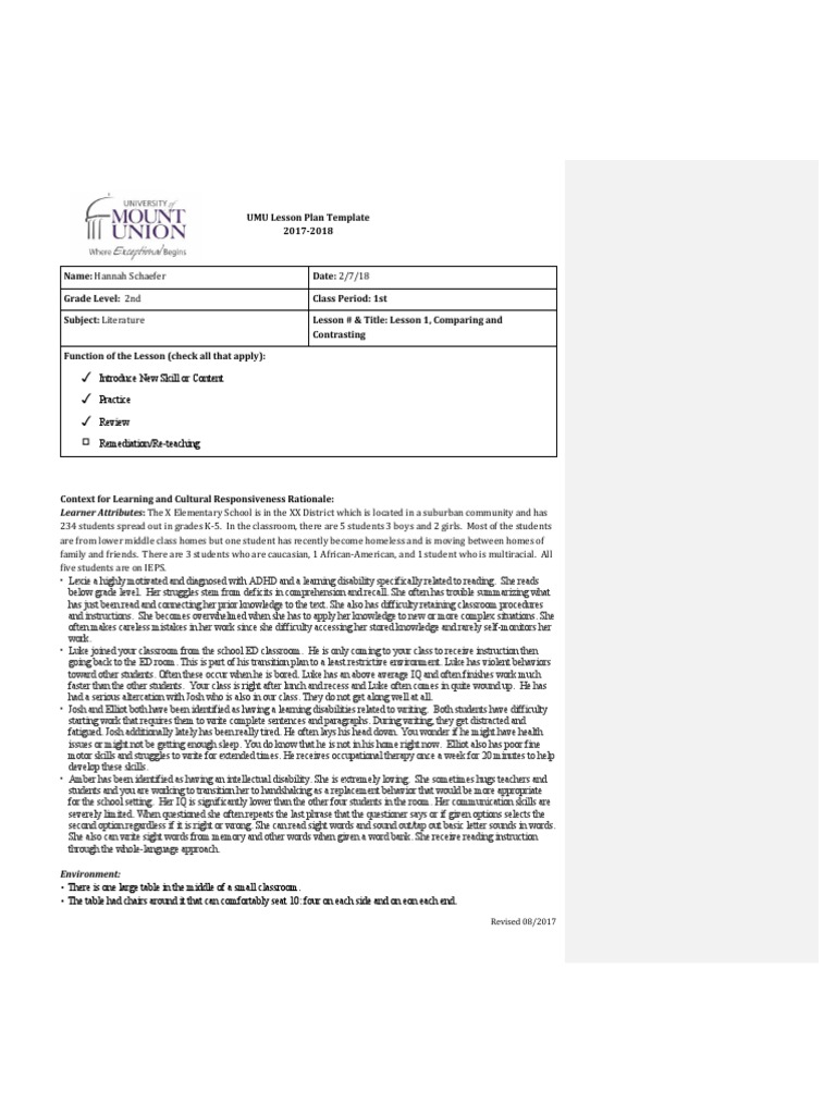 Differentiated Lesson Plan | PDF | Reading Comprehension | Lesson Plan