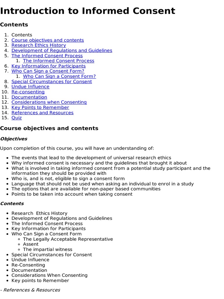 Introduction To Informed Consent | PDF | Informed Consent | Consent