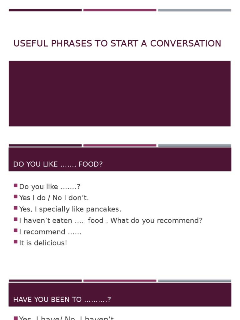 Useful Phrases To Start A Conversation | PDF | Plural | Grammatical Number