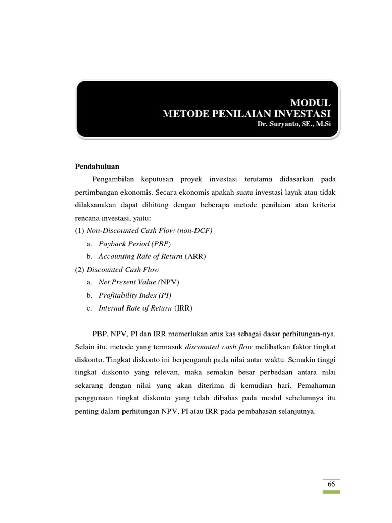 Metode Penilaian Investasi Proyek | PDF | Hukum