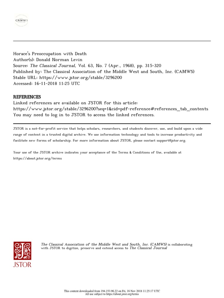 Horace's Preoccupation With Death | PDF | Horace | Poetry