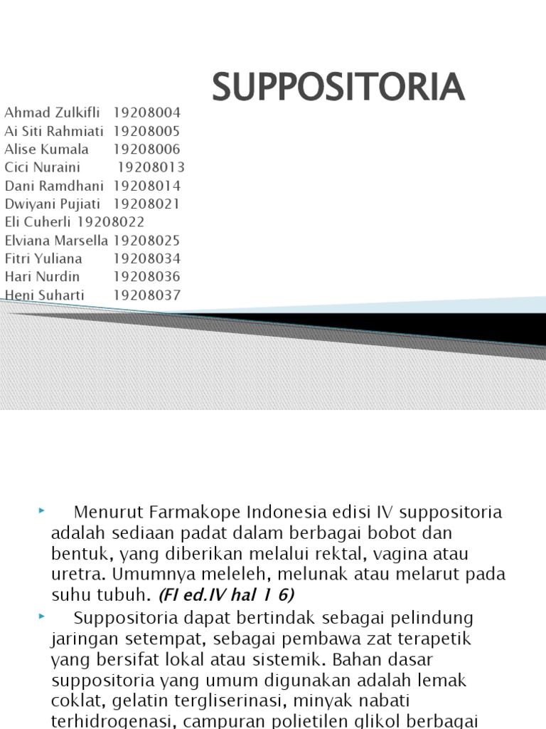 Suppositoria PPT Panjang | PDF | Kesehatan Holistik