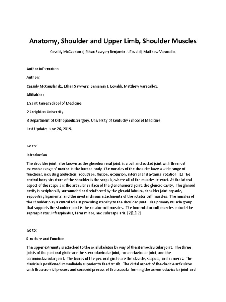 Anatomy, Shoulder and Upper Limb, Shoulder Muscles | PDF | Limbs ...