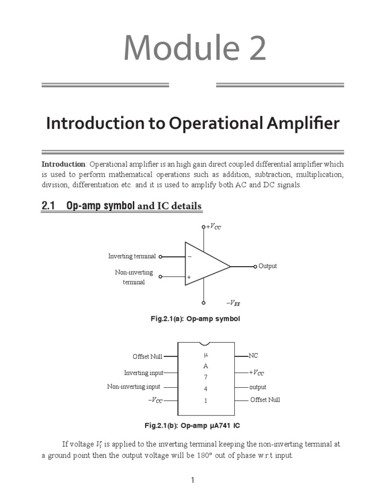 Basic Electronics Mod 3 (Operational Amplifier) PDF | PDF | Operational ...
