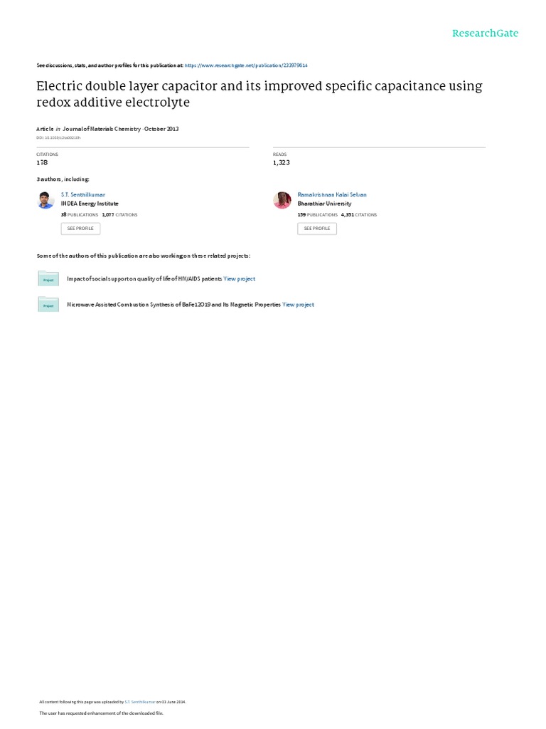 Electric Double Layer Capacitor and Its Improved Specific Capacitance ...