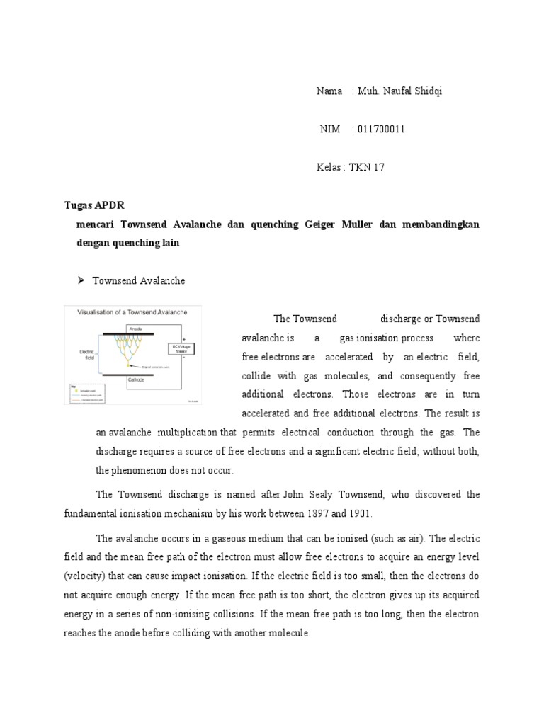 Townsend Avalanche and Geiger Muller Quenching Comparison | PDF ...