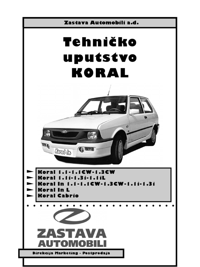 Yugo Koral - Tehnicko Uputstvo | PDF