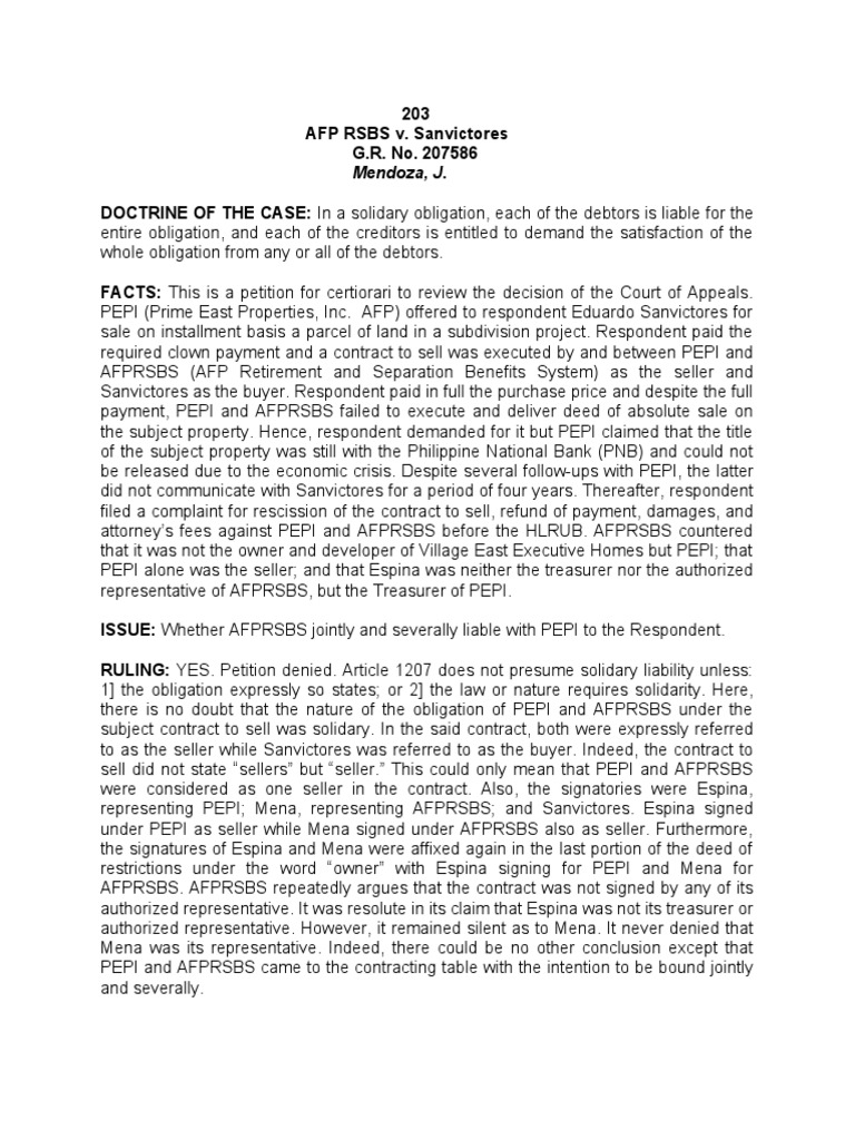 AFP RSBS vs. Sanvictores | PDF | Payments | Business Law