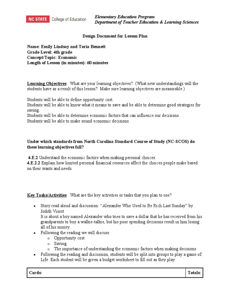 Designdocument | PDF | Lesson Plan | Vocabulary