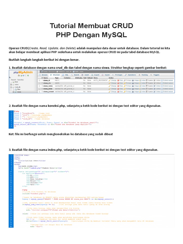 Tutorial CRUD PHP dan MySQL | PDF