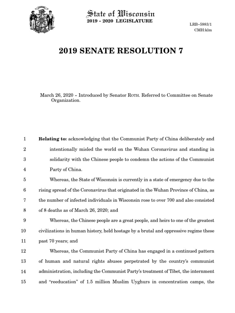 Wisconsin Resolution | PDF | China | World Politics